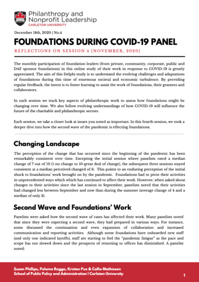COVID-19 documents | PFC - Strengthening Canadian Philanthropy